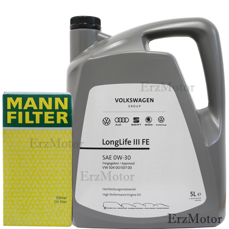 5L VW MOTOROEL LONGLIFE III 0W30 50700 / 50400 MANN OELFILTER HU 7029 z ...
