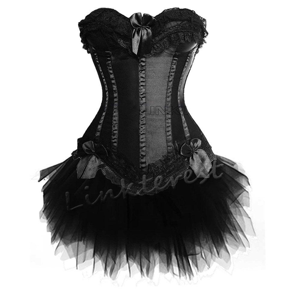 Black&Red Burlesque Can Can Tutu Fancy Dress Costume Corset Outfit ...