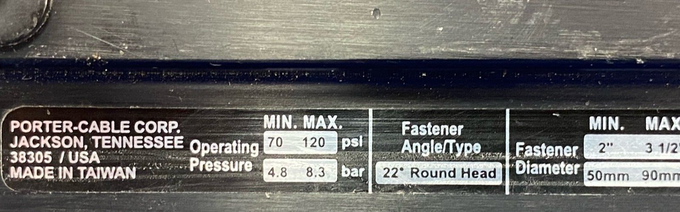 Porter Cable - FR350A 22-degree 2"-3-1/2" Round Head Framing Nailer ...