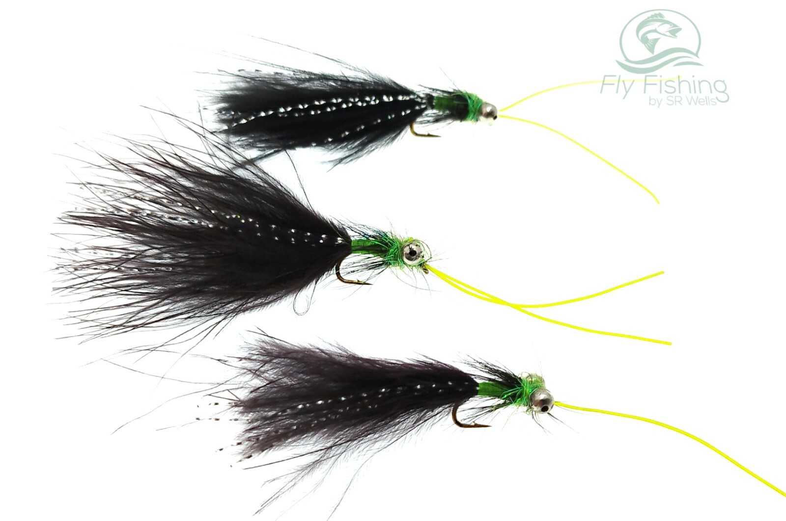 3 Black Cat KICK ASS Damsel Flies Weighted Bead Eye Trout FLY Fishing ...