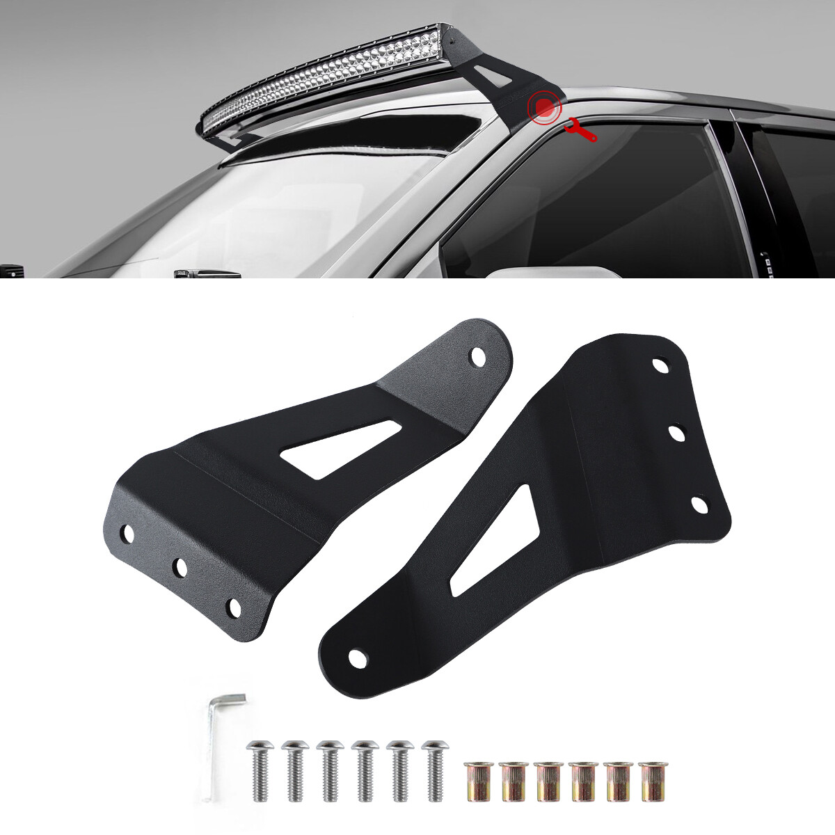 2x Off-road Roof LED Light Strip Bracket Car For Upper Bar Mounting ...