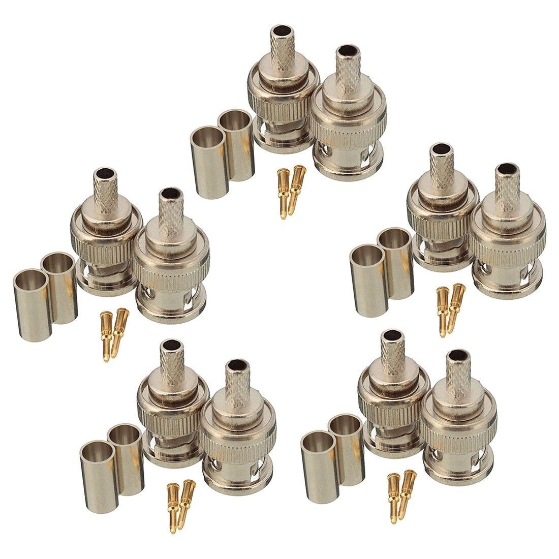 10 Sets BNC Plug 3PCS Male RG58 Crimp Connectors High Quality Metal ...