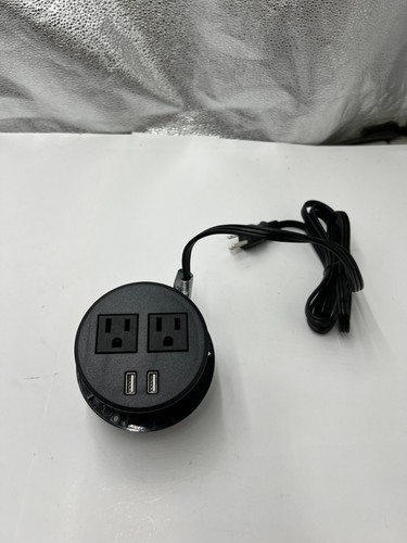 Intertek Table Power Grommet 2-USB 2 Outlets Adapter Hub Black 5011080 ...