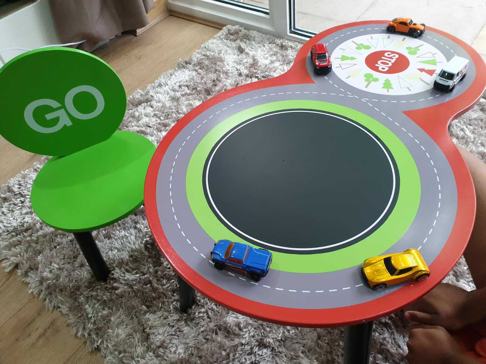 Children Racing Car Table & Chairs for Kids Stop Go kids boys study ...