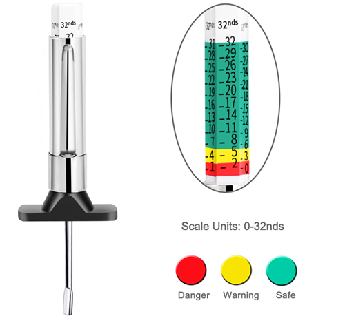 Tire Tread Depth Gauge Standard COLOR Coded Gage Car Measurement Tool ...