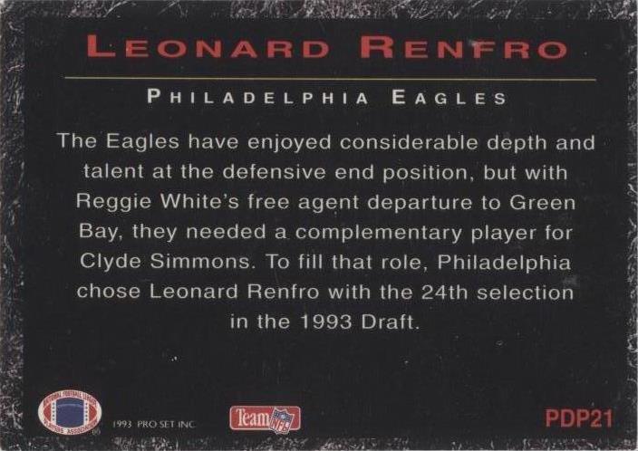 1993 Pro Set Power Leonard Renfro #PDP21 for sale | eBay