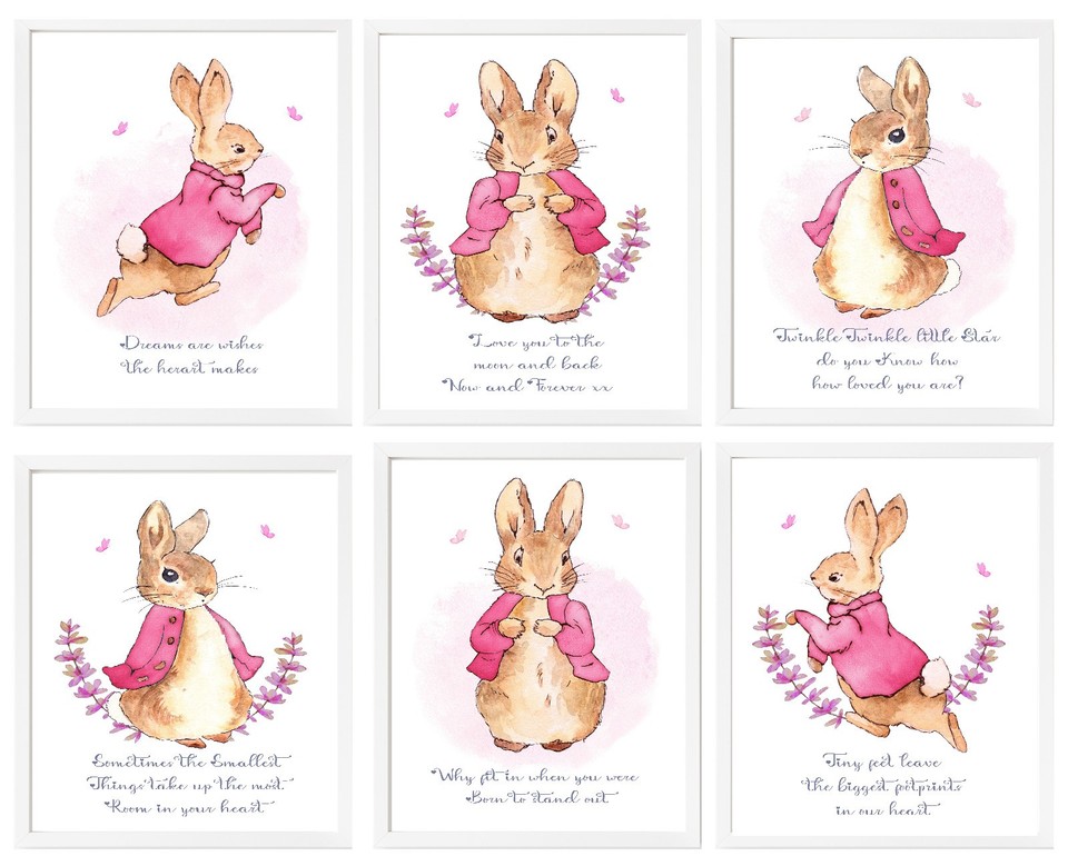 Peter Rabbit Quote Nursery Prints Childrens Bedroom Pictures Decor Wall ...
