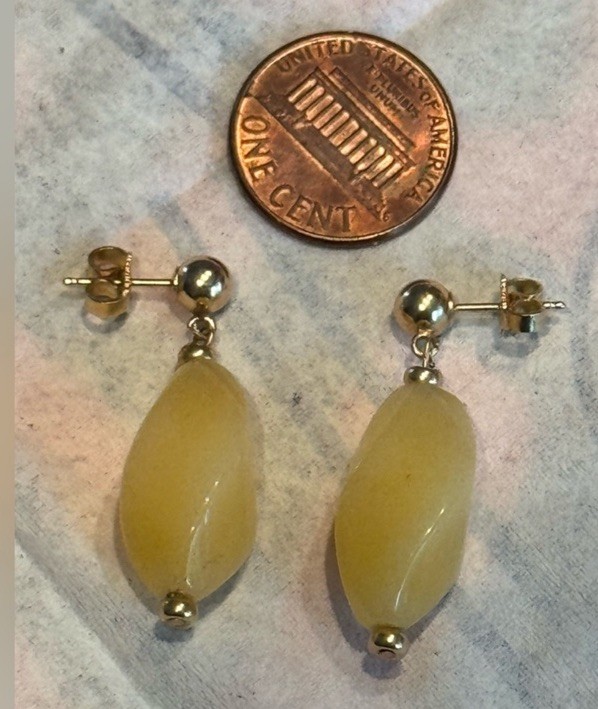 Yellow Agate Twist Bead drop earrings w/ 14K Gold Ball Posts | eBay