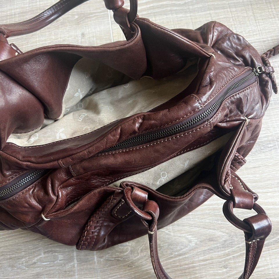 Genten Shoulder Bag Brown Butter Soft Leather Handbag EUC | eBay