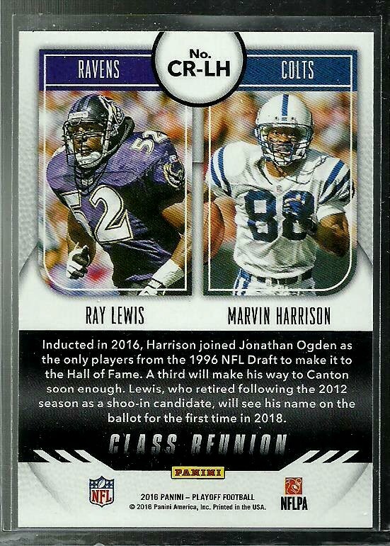 2016 NFL Playoff Class Reunion CR-LH Ray Lewis Ravens plus Marvin ...