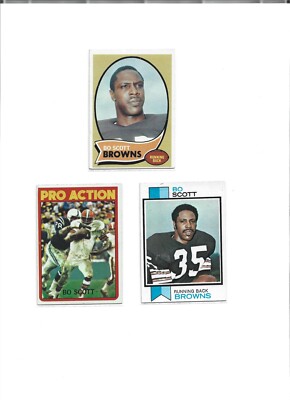 BO SCOTT LOT (3) 1970 TOPPS #117, 1973 TOPPS #509, TOPPS PRO ACTION ...