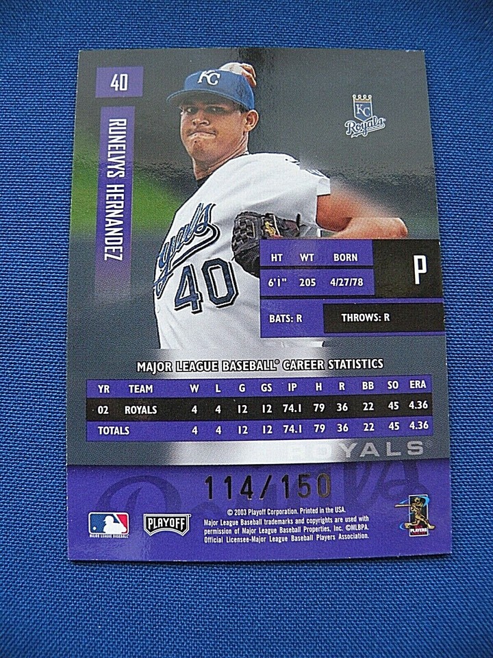 2003 Prestige Baseball Xtra Points 114/150 Runelvys Hernandez Royals ...