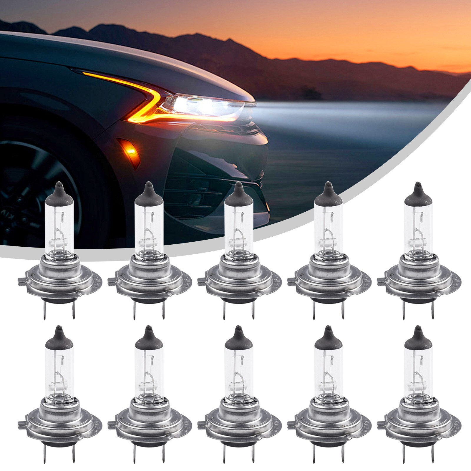 Replace Stock Bulbs with 10PCS H7 Halogen Headlights for Brighter Light ...