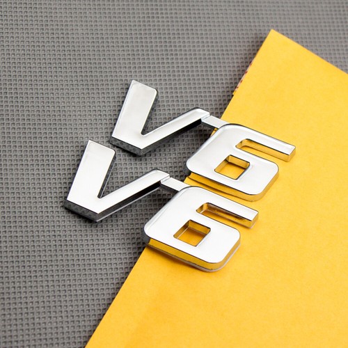 2x Metal V6 Car Trunk Tailgate Badge Chrome Turbo Engine Sport Emblem ...