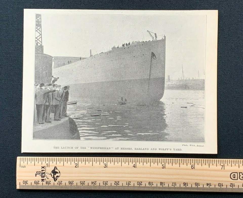 1899 Newspaper Clipping LAUNCH OF THE "WINIFREDIAN" AT HARLAND & WOLFF ...