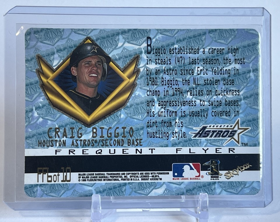 Craig Biggio 1998 SkyBox Dugout Axcess Frequent Flyers Card Houston ...