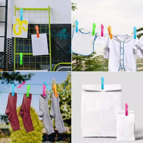 24Pcs Plastic Laundry Clothes Pins Colors Hanging Drying Pegs Clips ...