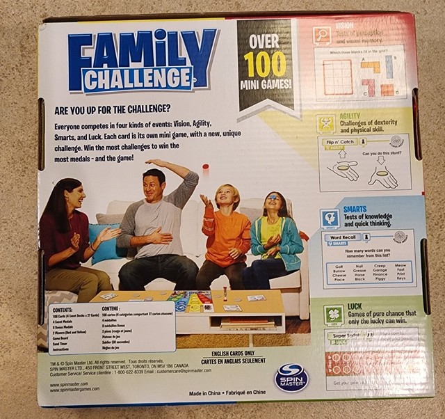 Family Challenge Board Game Over 100 Mini Games Spin Master Frantic Fun ...