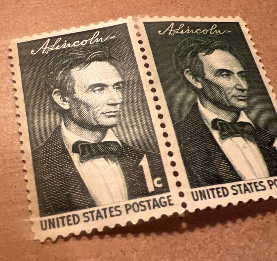 US 1 Cent Green Abraham Lincoln Stamp 1959 Sesquicentennial Series ...