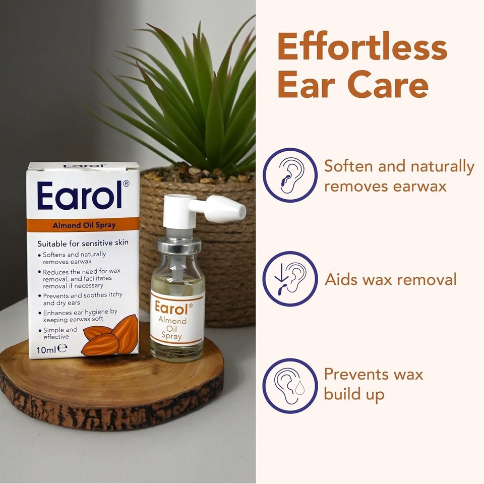 Earol Almond Oil Ear Spray, Clinically Proven for Ear Wax Removal, Safe ...