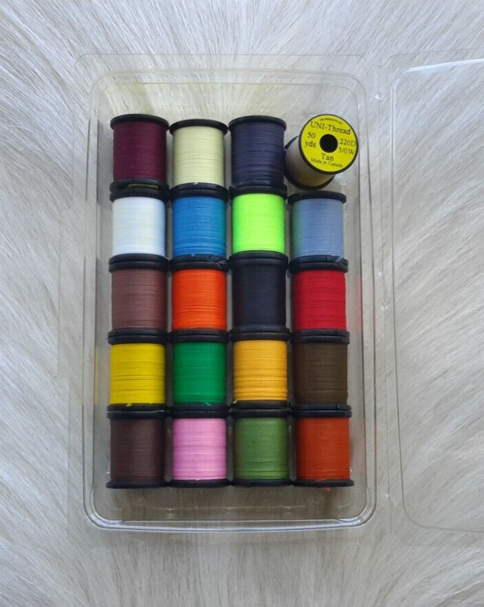 Fly Tying Thread. Uni- thread (20 Spool Combo) Size 3/0 50 yard spools ...