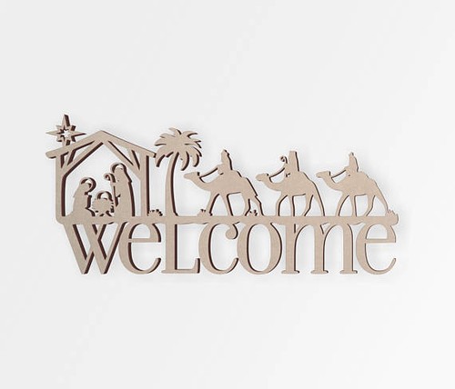 Wooden Nativity Welcome Sign, Wooden Cut Out, Wall Art, Home Decor ...