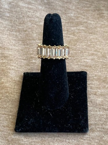 Rhinestone Gold Tone Band Ring Size 6 C120-54 | eBay