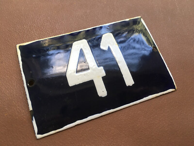 ANTIQUE VINTAGE ENAMEL SIGN HOUSE NUMBER 41 BLUE DOOR GATE STREET SIGN ...