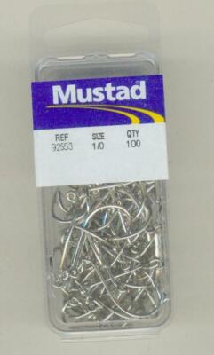 100 MUSTAD NICKLE #1/0 BEAK FISHING HOOKS #92553 WORM / MINNOWS BASS ...