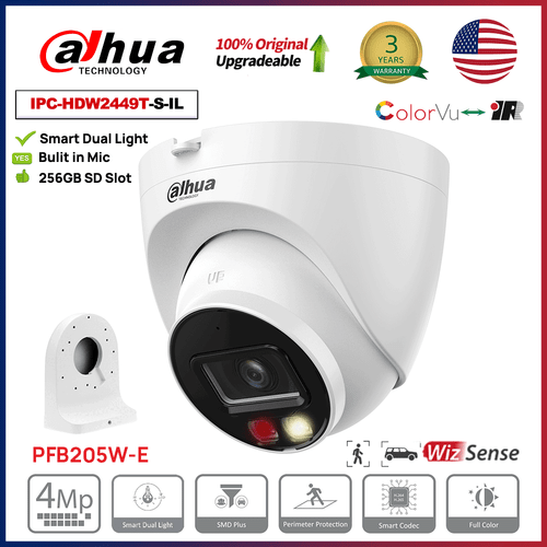alhua IPC-HDW2449T-S-IL 4MP ColorVu IR Mic WizSense IP Camera w/ PFB205W-E Lot | eBay