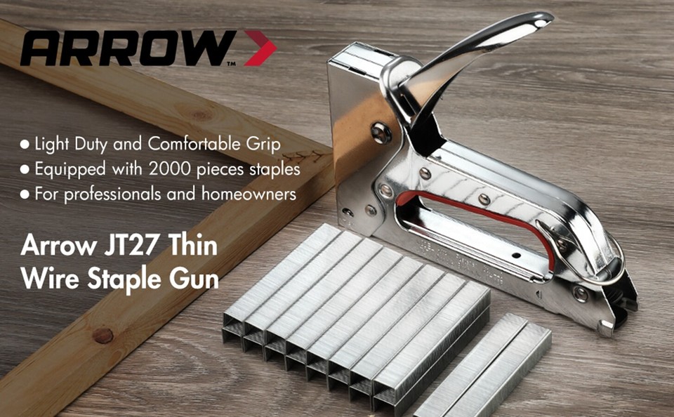 Arrow JT27 Light Duty Staple Gun Kit Thin Wire Stapler JT21 3/8 ...