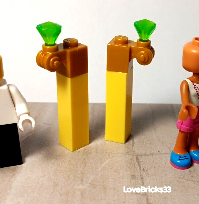 New LEGO Pillar Set Lot of 2 Yellow Tall Brick Bright Green GEM Jeweled ...