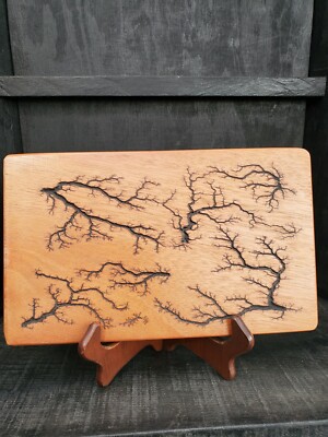 Dragonfire - High voltage Fractal wood burning. Wall art on Mohogany ...