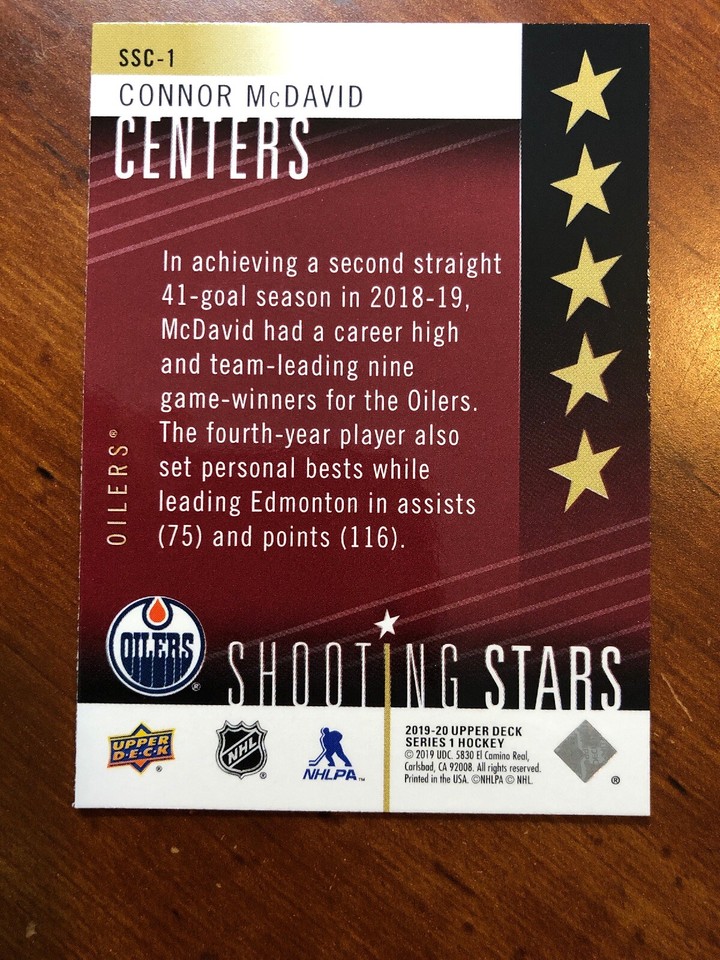 19-20 UD Series 1 Hockey Shooting Stars Red Parallel SP SSC-1 Connor ...