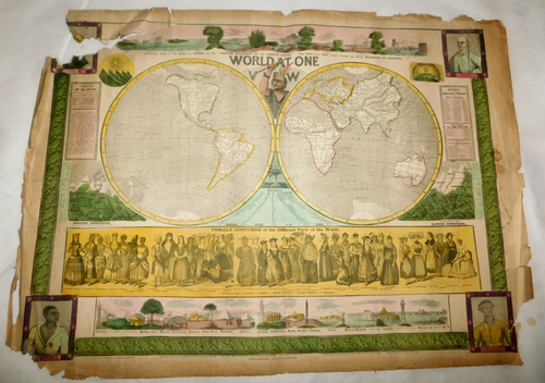 1847 H. Phelps "World At One View" Pictorial World Map | eBay