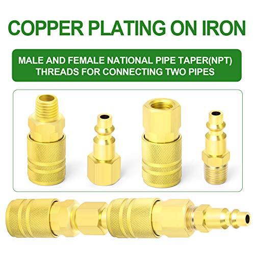 14PCS Air Hose Fittings, 1/4''NPT Quick Connect Air Coupler & Plug Kit ...