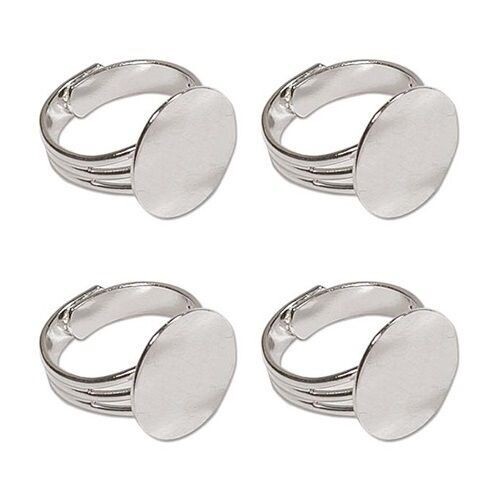 5 SILVER PLATED Adjustable Finger RING BLANKS 16mm pad ~ Nickel Free ...