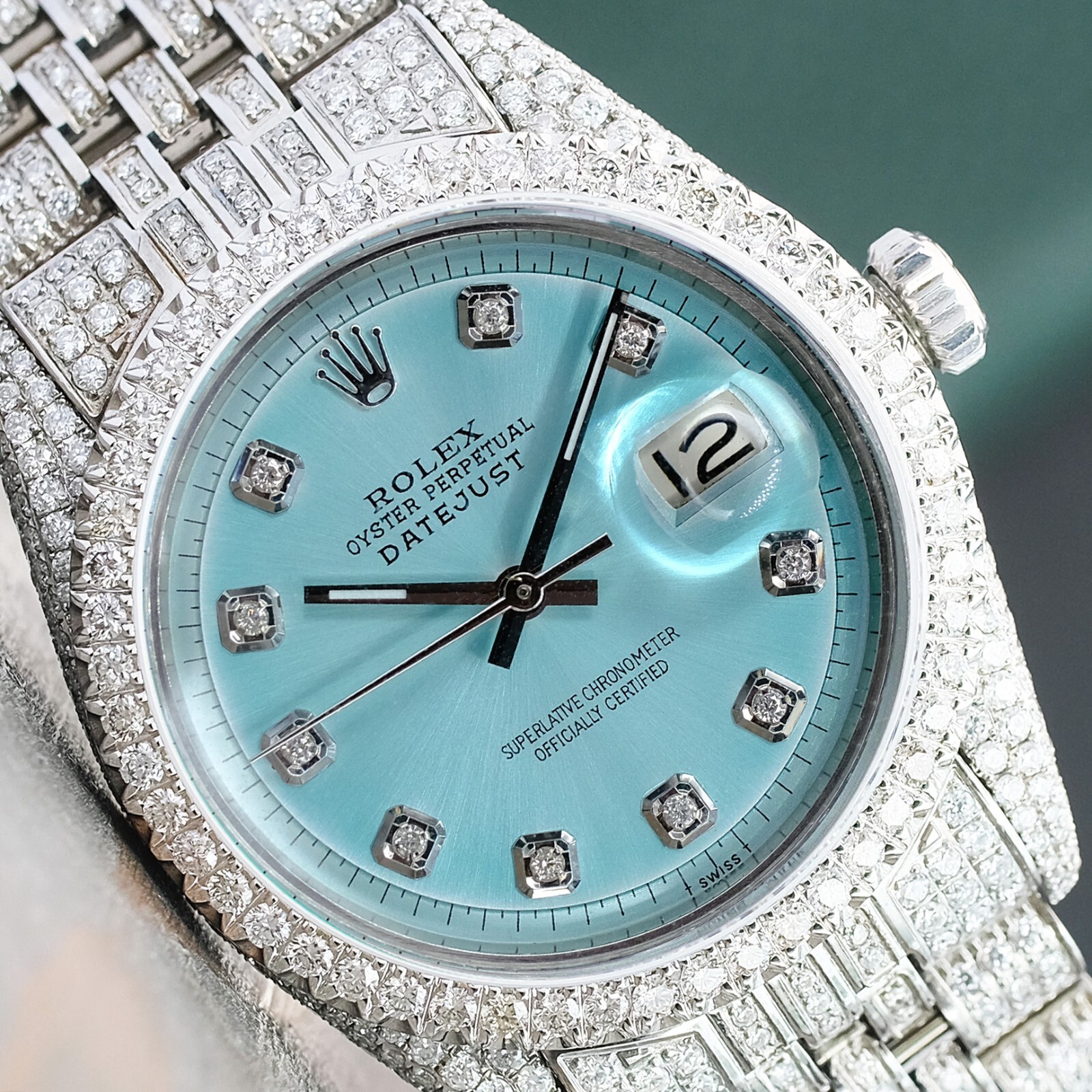 ROLEX DATEJUST MENS FULLY LOADED GENUINE DIAMONDS ICE… - Gem