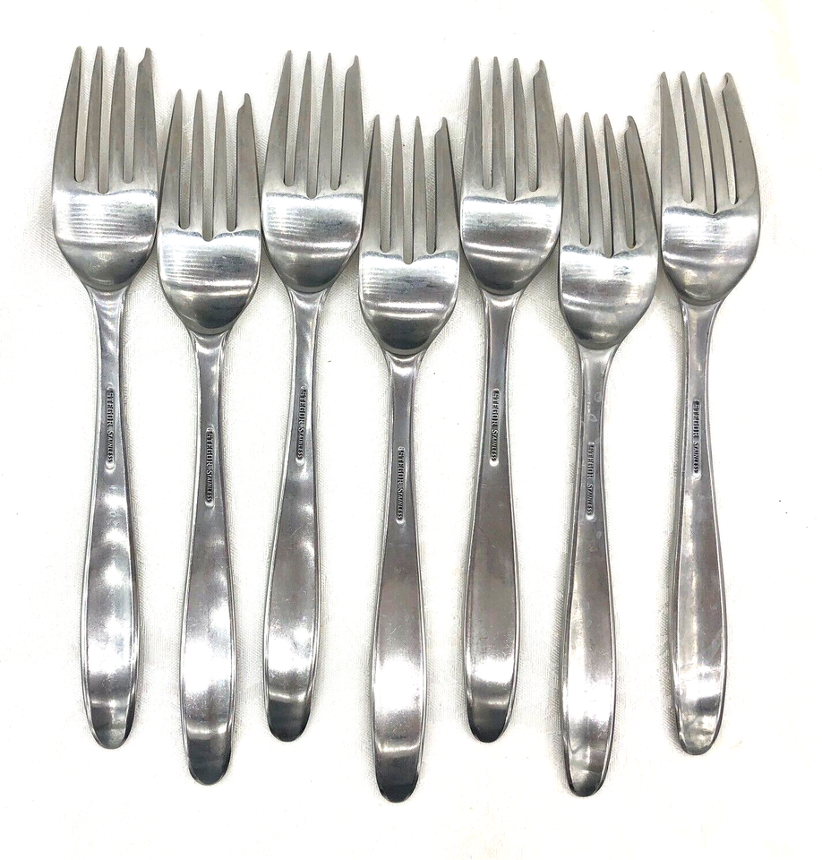 Vintage MCM Stegor Stainless Flatware Silverware Salad or Desert Forks ...