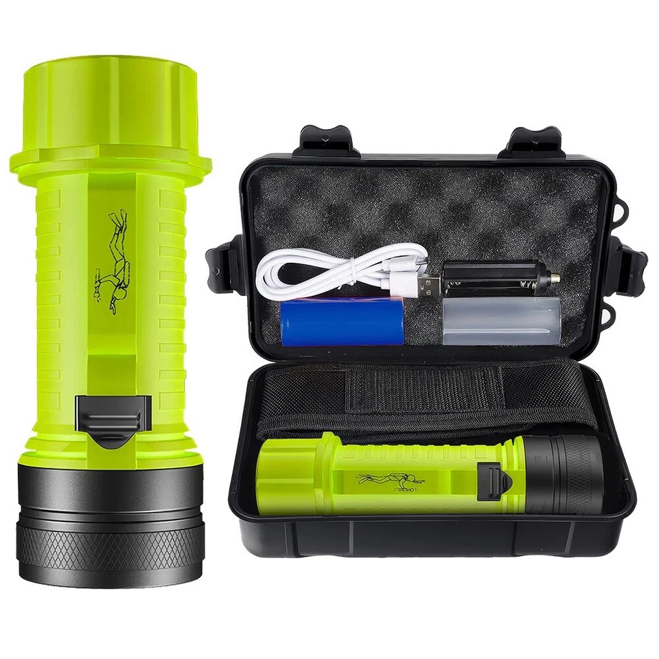Bright Diving Light LED Dive Flashlight Lamp Torch IPX8 Waterproof ...