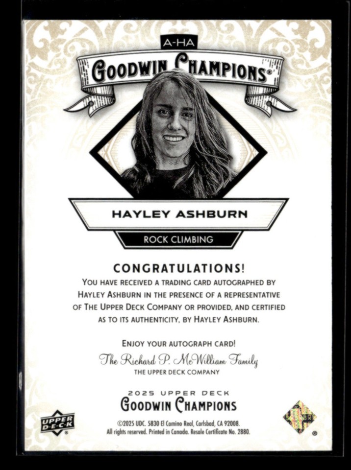 Hayley Ashburn 2025 Upper Deck Goodwin Champions Auto #A-HA ② | eBay