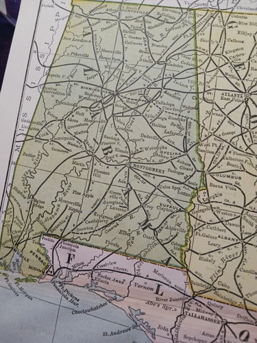 ~ 1897 Train Route Map Alabama FLORIDA Georgia ☆ all Railroad Lines ...