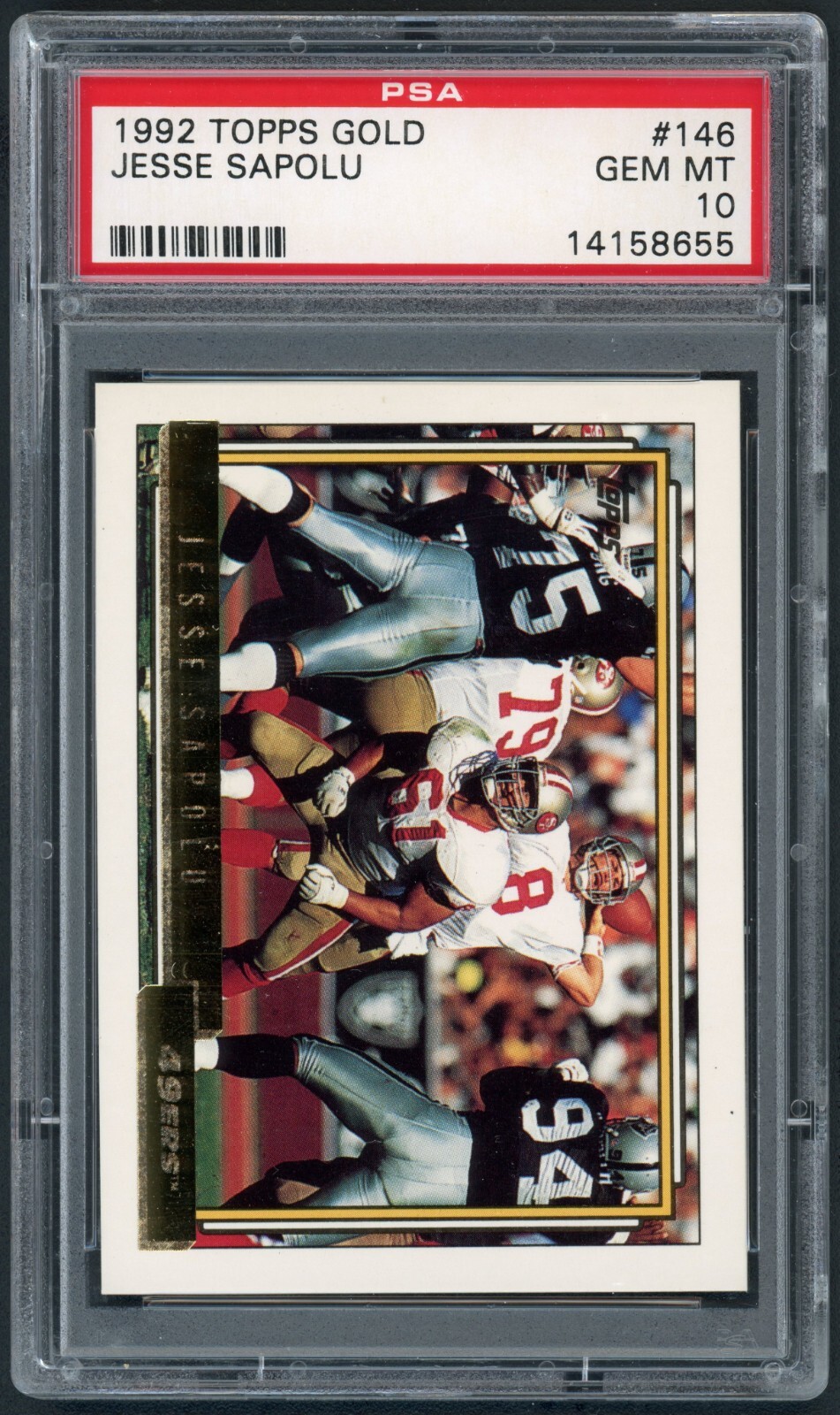 1992 Topps Gold Jesse Sapolu San Francisco 49ers #146 PSA 10 GEM MINT ...