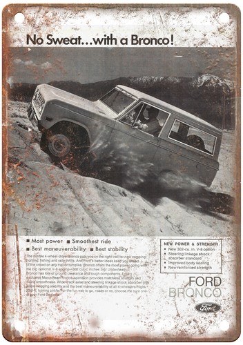 Vintage 1969 Ford Bronco Ad Retro Look Metal Sign A7796 | eBay