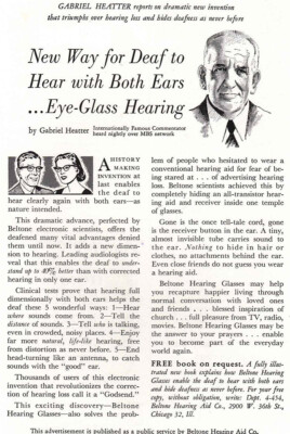 1957 Beltone Hearing Aids: Gabriel Heatter, New Way for Deaf Vintage ...
