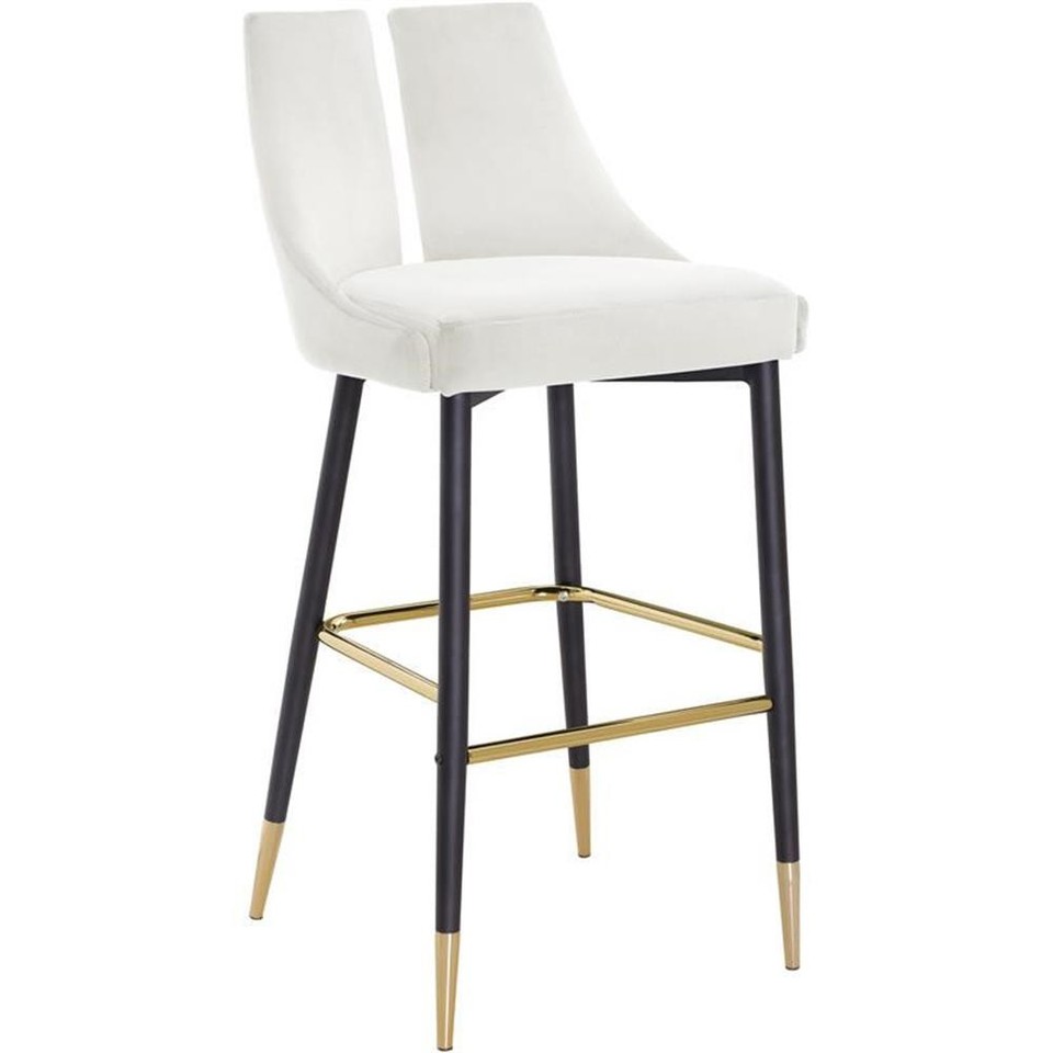 Meridian Furniture Sleek Cream Velvet Stool (Set of 2) | eBay