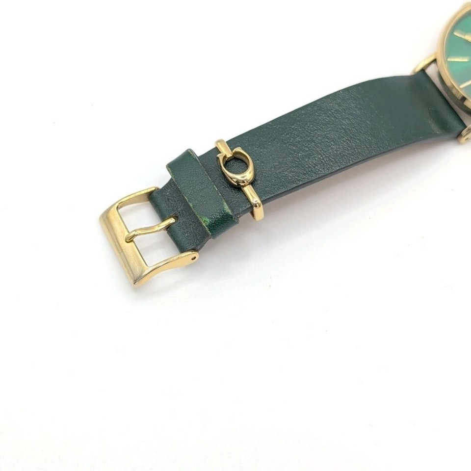 COACH 120.34.1709 Watch Ladies Quartz Round Gold Green dial Logo Y2K ...