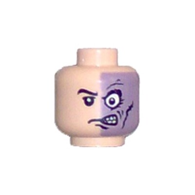 LEGO BATMAN - Minifig Head Half Normal, Half Purple w/ Scar Pattern ...