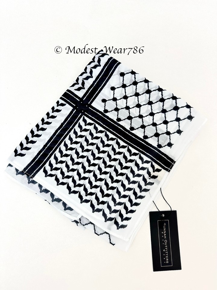 Kufiya Keffiyeh Print Chiffon Hijab Scarf Shawl Wrap Muslim Headwear ...