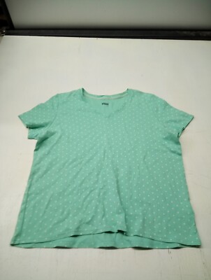 Basic Editions Short Sleeve v-Neck T Shirt XL Green/White Dots | eBay